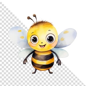 Watercolor Cute Bee Clipart, Honey Bee Clipart PNG, Digital Bee Clipart ...