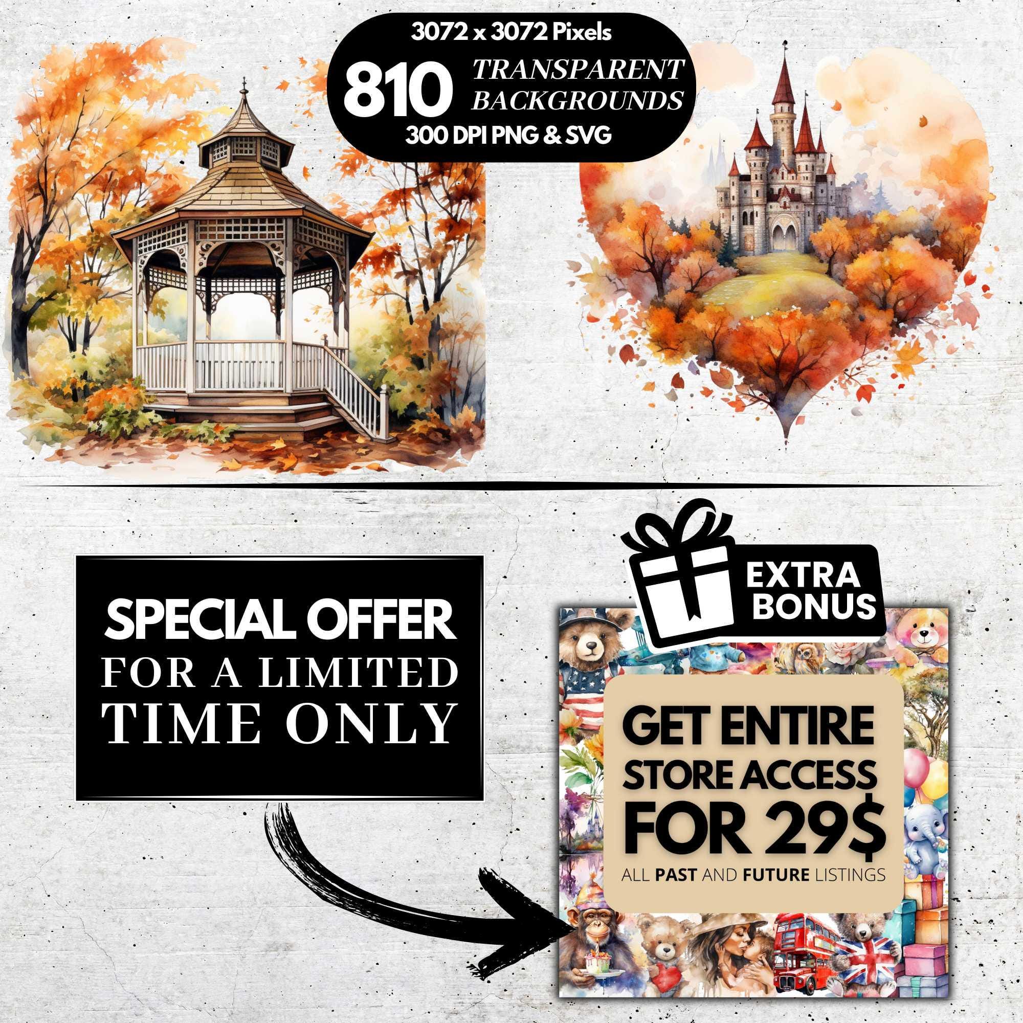 Watercolor Autumn Bundle Clipart PNG SVG Fall Clipart Wall Art Digital ...