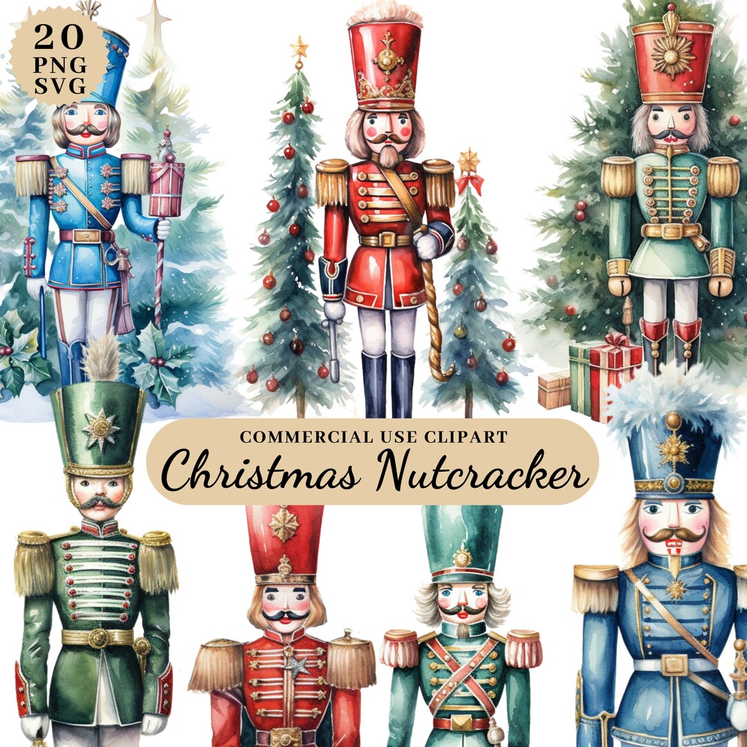 Watercolor Christmas Nutcracker Clipart, Chinoiserie Christmas Clipart ...