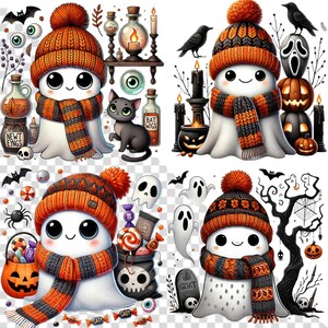 Watercolor Halloween Ghost Clipart PNG SVG Fall Clipart Wall Art ...