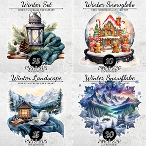 Watercolor Cozy Winter Clipart Bundle, Cute Winter PNG Clipart, Winter ...