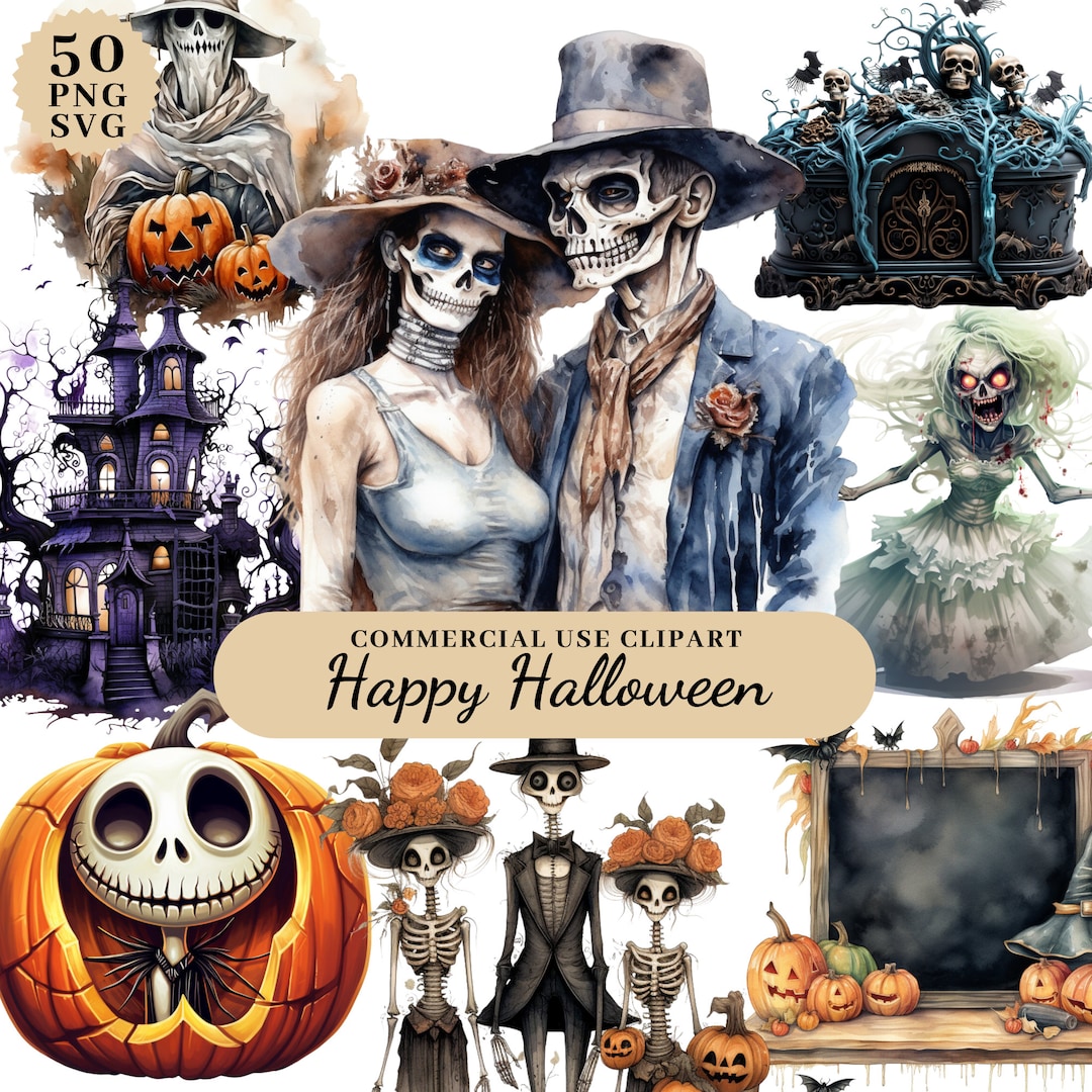 Scary Halloween Clipart Bundle, Halloween Mega Pack, Halloween SVG PNG ...
