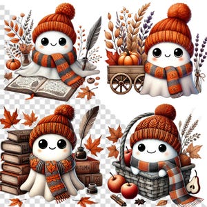 Watercolor Autumn Ghost Clipart PNG SVG Fall Clipart Wall Art Digital ...