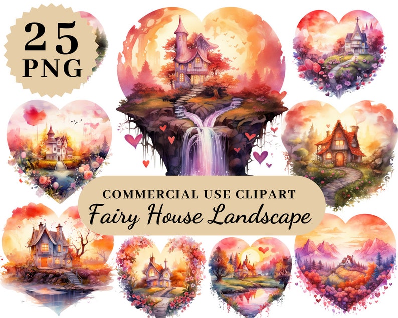 25 Watercolor Fairy House Clipart PNG Fairie Clipart - Etsy