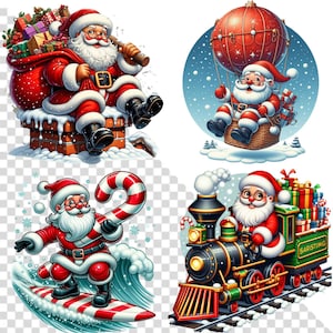 Cute Santa Claus Clipart Bundle, Christmas Clipart Digital Download ...