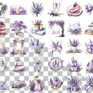 Watercolor Lavendar Wedding Clipart, Wedding Welcome Sign, Lavendars ...