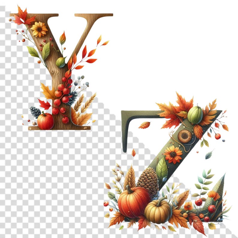Autumn Alphabet Clipart, Autumn Prints, Autumn Sublimation Letters ...