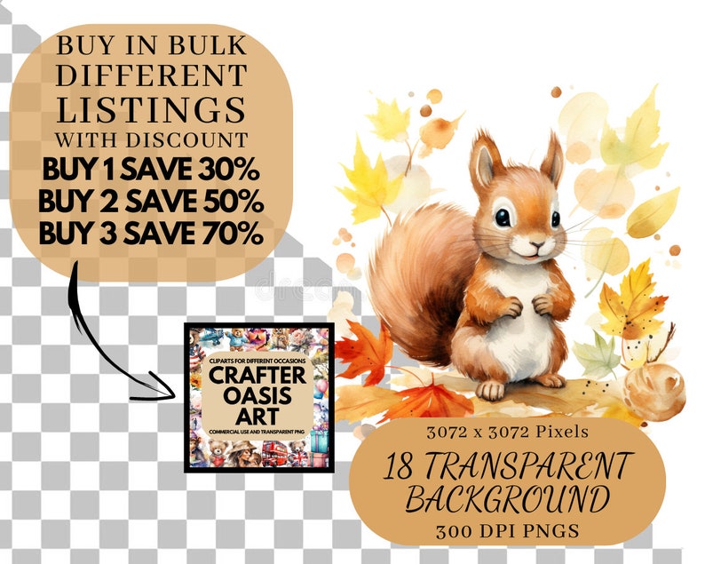 Watercolor Autumn Woodland Animal Clipart PNG SVG Fall Clipart - Etsy
