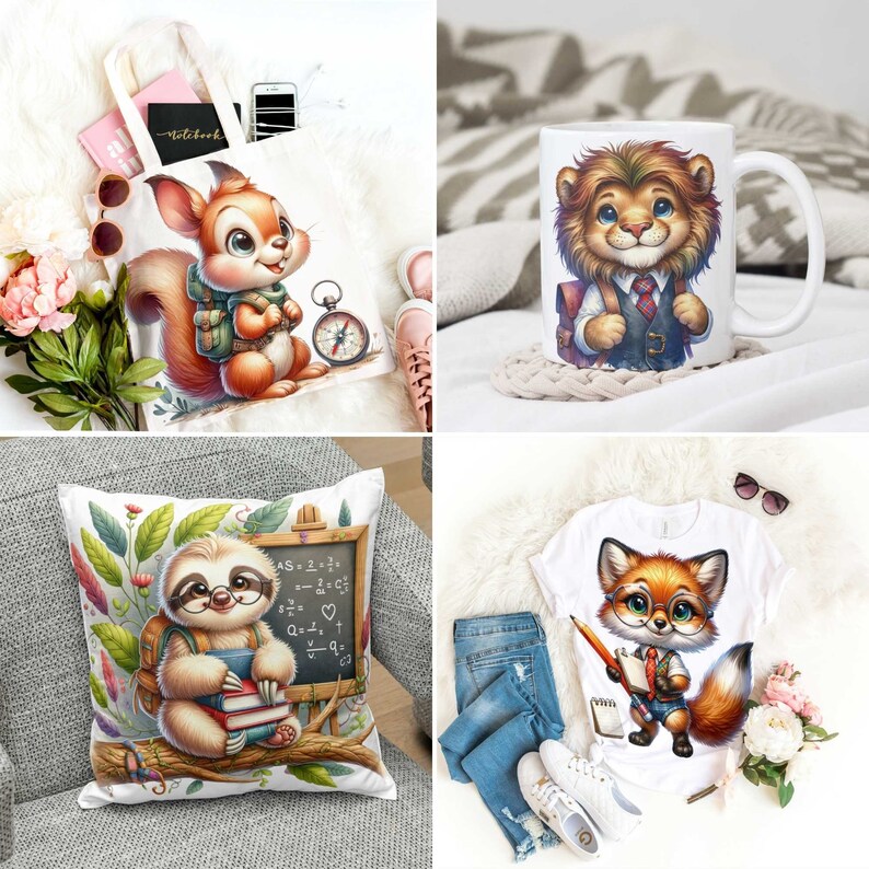 Cute Safari Baby Animal Clipart Bundle, Nursery Woodland Animal Clipart ...