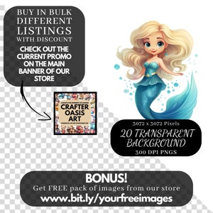 Watercolor Cute Mermaid Clipart, Little Mermaid Clipart PNG SVG, Under ...