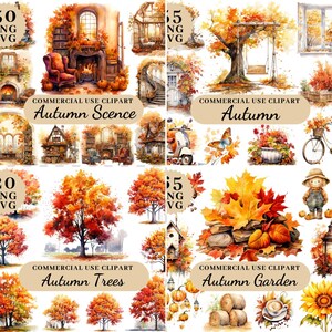 Watercolor Autumn Bundle Clipart PNG SVG Fall Clipart Wall Art Digital ...