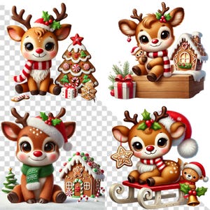 Christmas Reindeer Clipart, Festive Reindeer Graphics, Reindeer ...