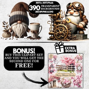 Watercolor Gnome Clipart Bundle, Garden Gnome Flower, Festive Gnome ...