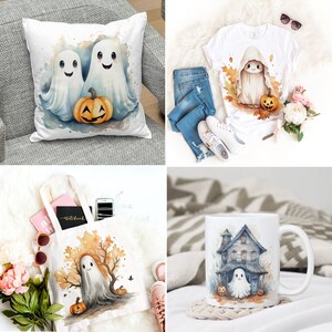 Halloween Cute Ghost Clipart Bundle, Halloween Mega Pack, Happy ...