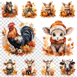 Watercolor Autumn Farming Clipart, Watercolor Pumpkin Garden Clipart ...