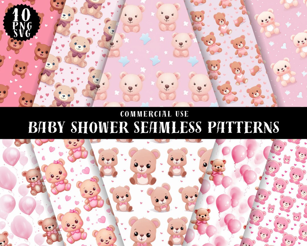 Girl Baby Shower Digital Papers Baby Clipart, Baby Pink Papers ...