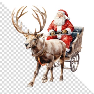 Watercolor Christmas Santa Claus Clipart, Winter Clipart, Santa Clause ...