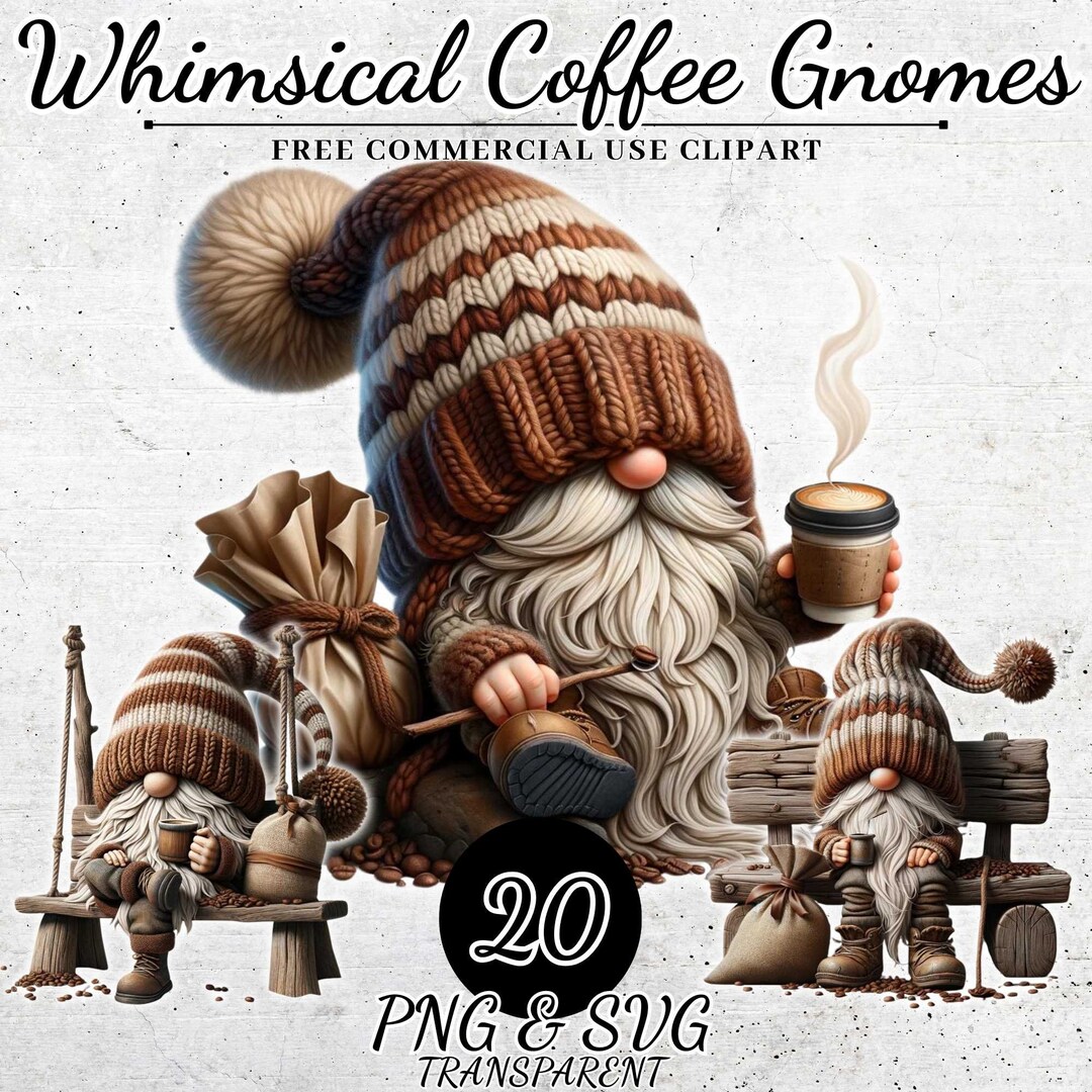 Watercolor Coffee Lover Gnome Clipart, Gnomes Watercolor Clipart ...