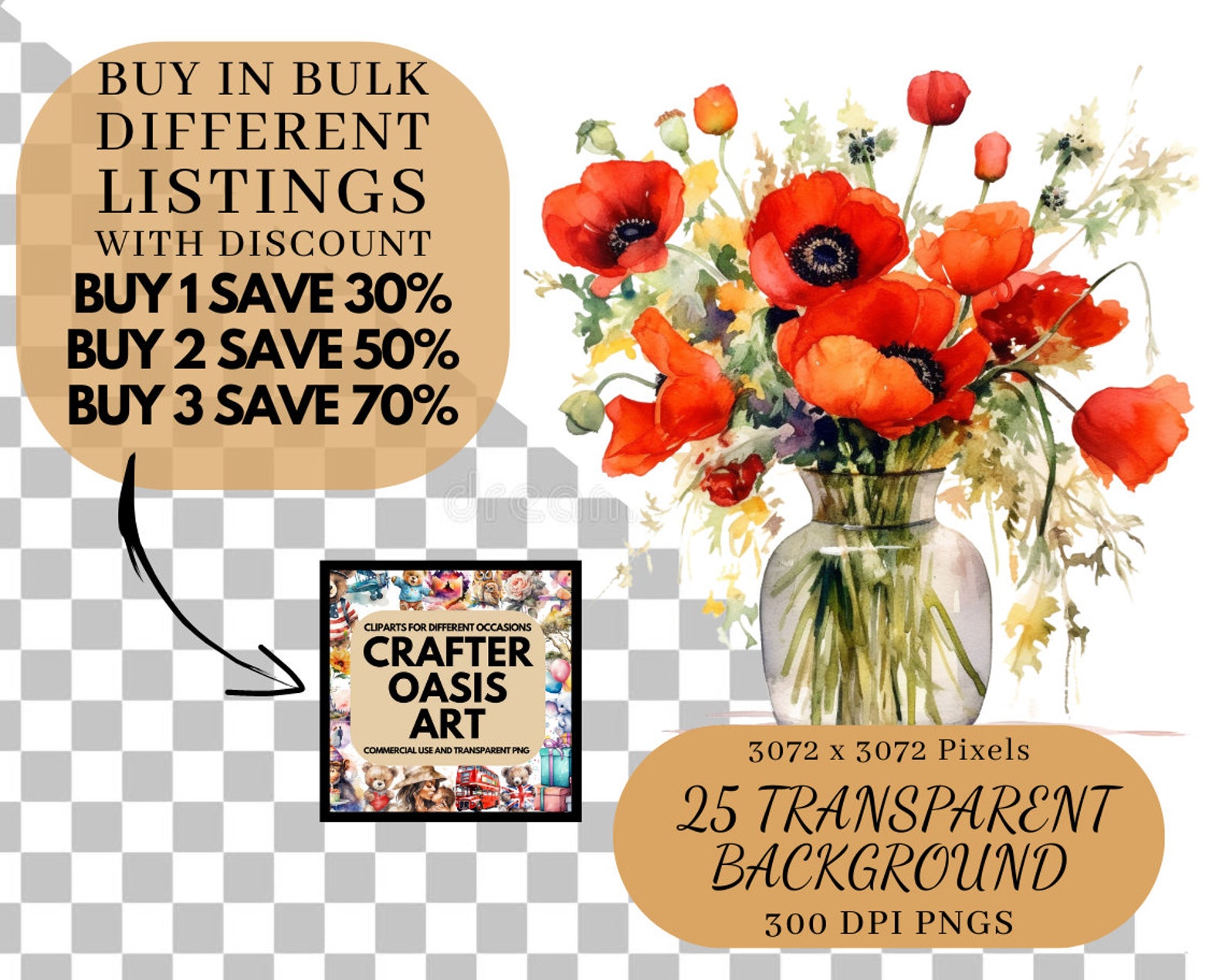 Poppy Clipart Watercolor Flower Bundle Poppy Wreath Clipart - Etsy