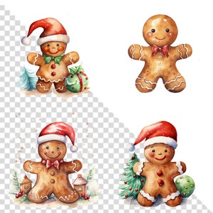 Watercolor Christmas Gingerbread Man Clipart, Christmas Decorations PNG ...