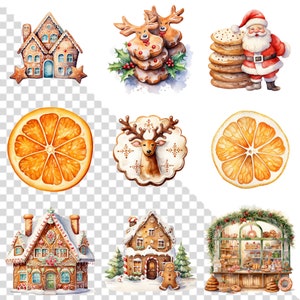 Watercolor Christmas Sweets and Cookies Clipart, Christmas Decorations ...