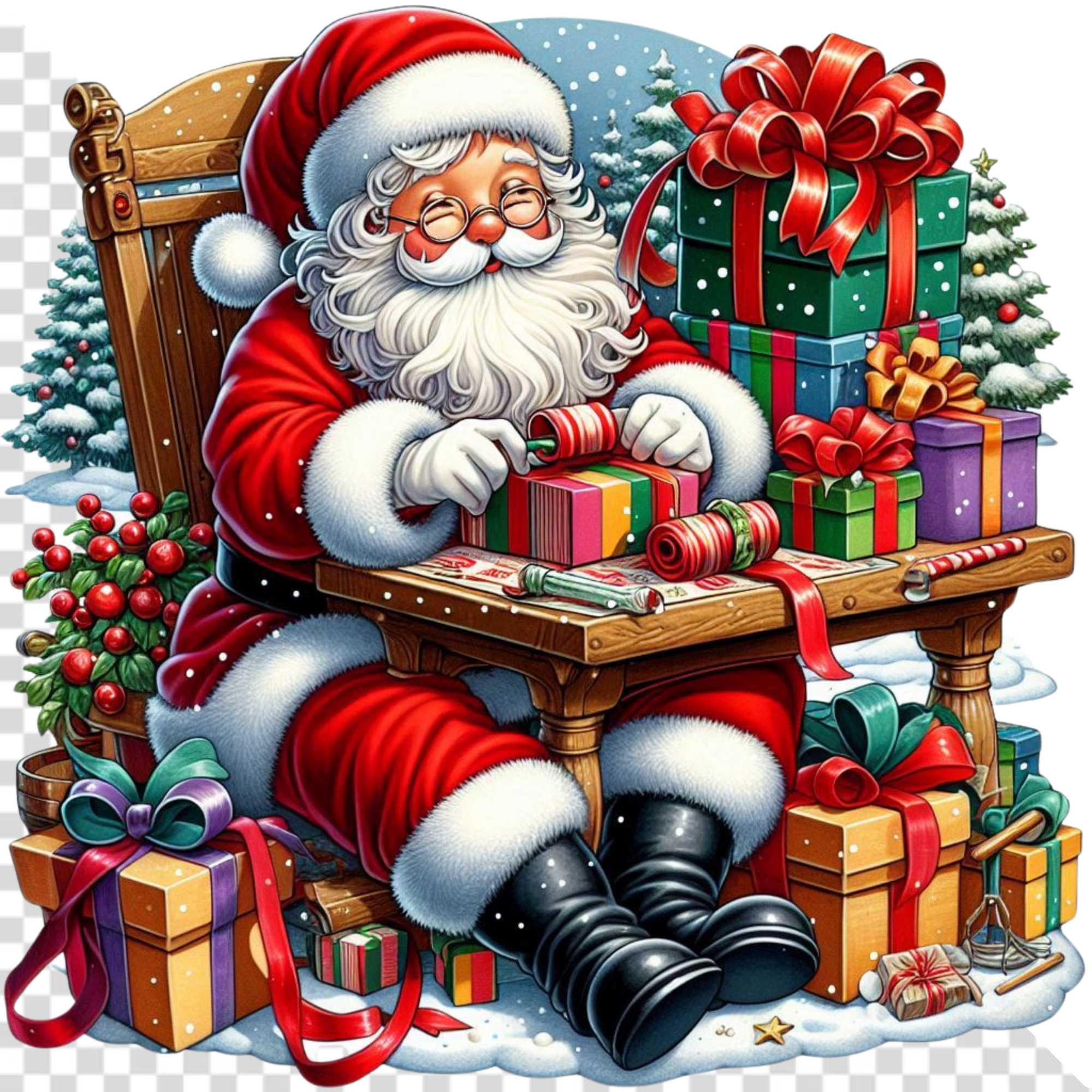 Cute Santa Claus Clipart Bundle, Christmas Clipart Digital Download ...