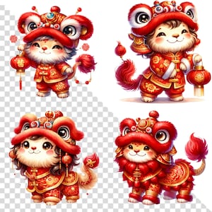 Chinese New Year Lion Clipart, New Years Decorations PNG SVG, Festive ...