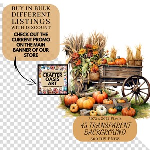 Watercolor Pumpkin Garden Clipart Bundle, Autumn Fall Farmhouse, Fall ...