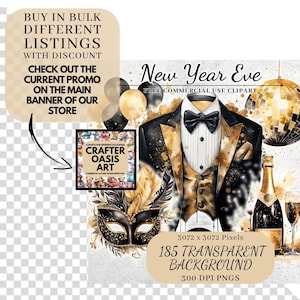 Watercolor Happy New Year Clipart Bundle, New Years Decorations PNG SVG ...