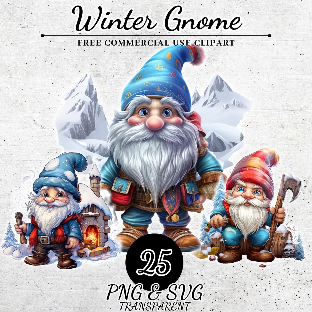 Watercolor Winter Gnome SVG Clipart, Winter Clipart Bundle, Garden ...