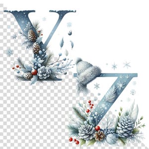 Frosty Winter Alphabet Clipart, Snowflake Letters, Winter Sublimation ...