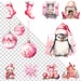 Watercolor Pink Christmas Clipart, Christmas Decorations Clipart ...