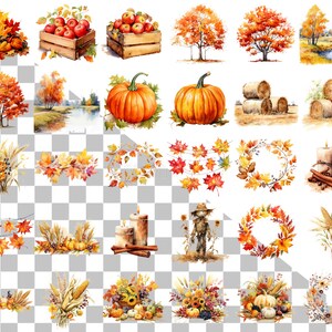 Watercolor Autumn Bundle Clipart PNG SVG Fall Clipart Wall Art Digital ...