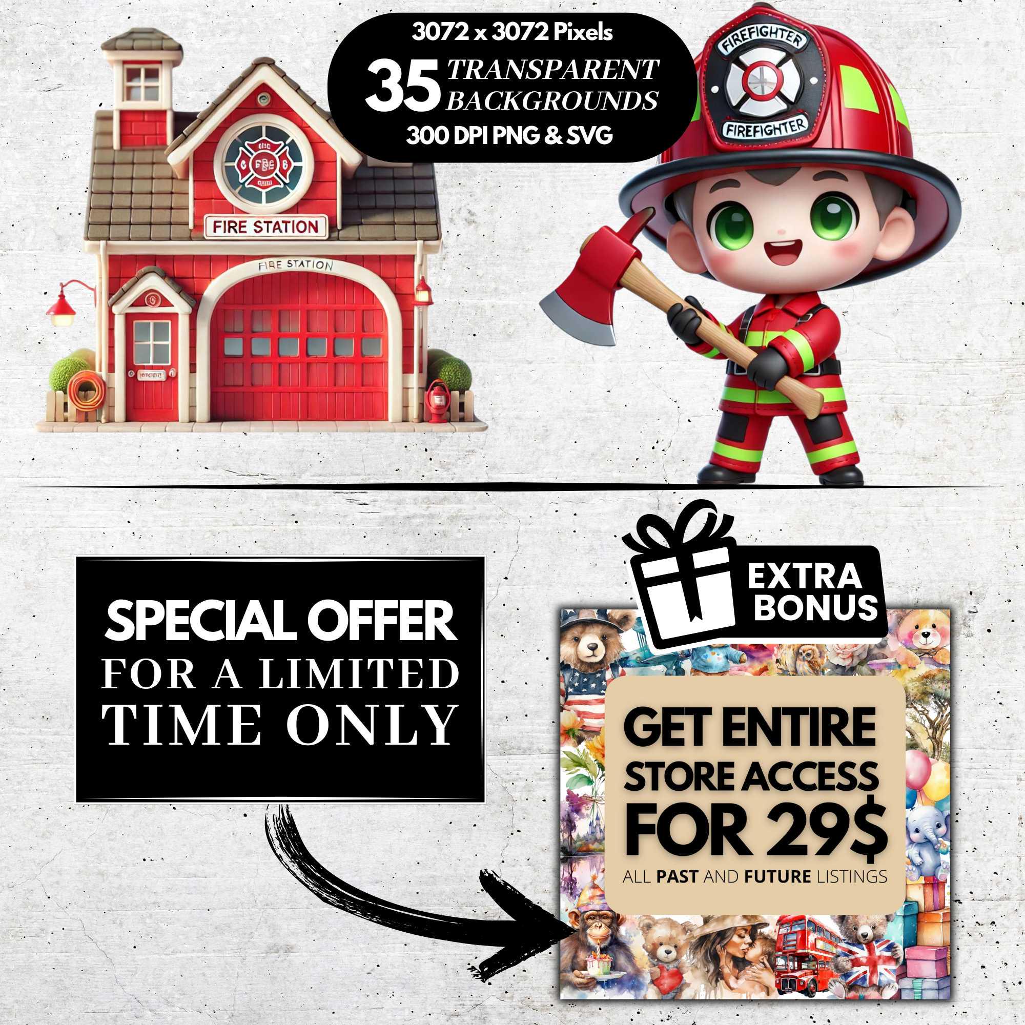 Cute Firefighter Clipart, Fire Truck Clipart, Fireman Clipart for Kids ...