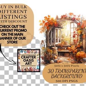 Watercolor Autumn Scences Clipart Bundle, Autumn Fall Farmhouse, Cozy ...