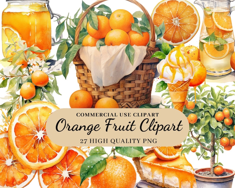 Watercolor Orange Fruit Clipart Gardener Orange Tree Oranges - Etsy