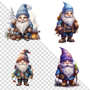 Watercolor Winter Gnome SVG Clipart, Winter Clipart Bundle, Garden ...
