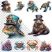 Watercolor Steampunk Ocean Animals Clipart Bundle, Steampunk Animal ...