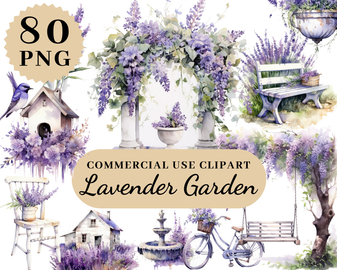 Watercolor Lavendar Clipart Wedding Clipart Provence Floral - Etsy