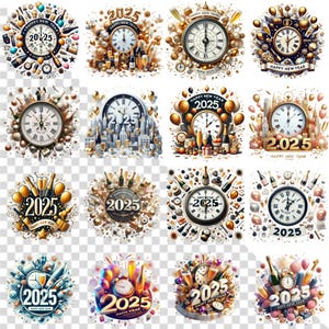 Happy New Year 2025 Clipart, New Years Decorations PNG SVG, New Years ...