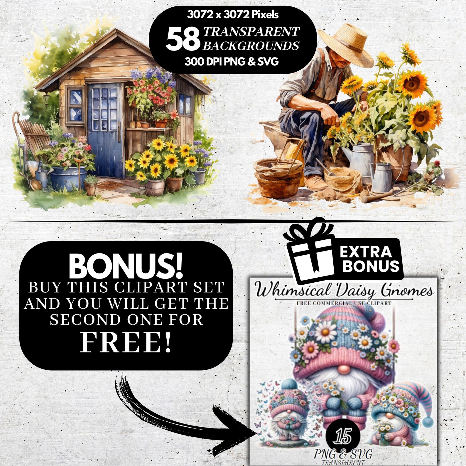 Watercolor Sunflower Garden Clipart, Botanical Sunflower Clipart ...