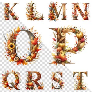 Autumn Alphabet Clipart, Autumn Prints, Autumn Sublimation Letters ...