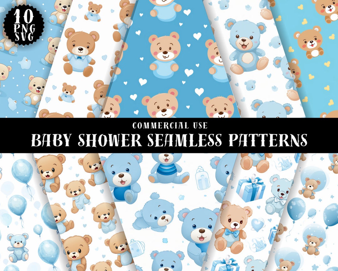 Boy Baby Shower Digital Papers Baby Clipart, Baby Blue Papers ...