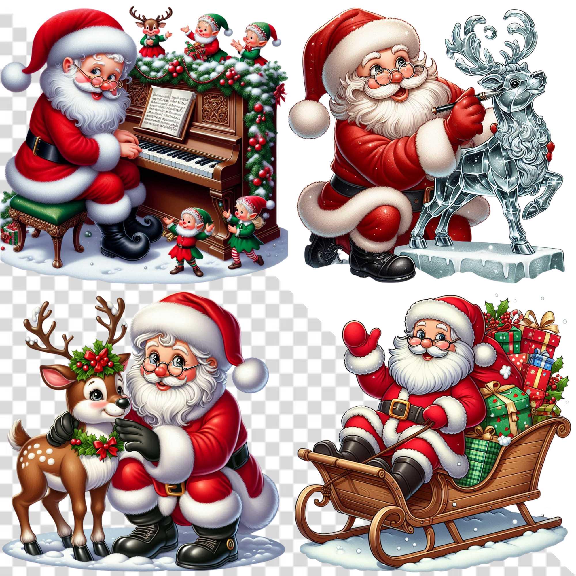 Cute Santa Claus Clipart Bundle, Christmas Clipart Digital Download ...