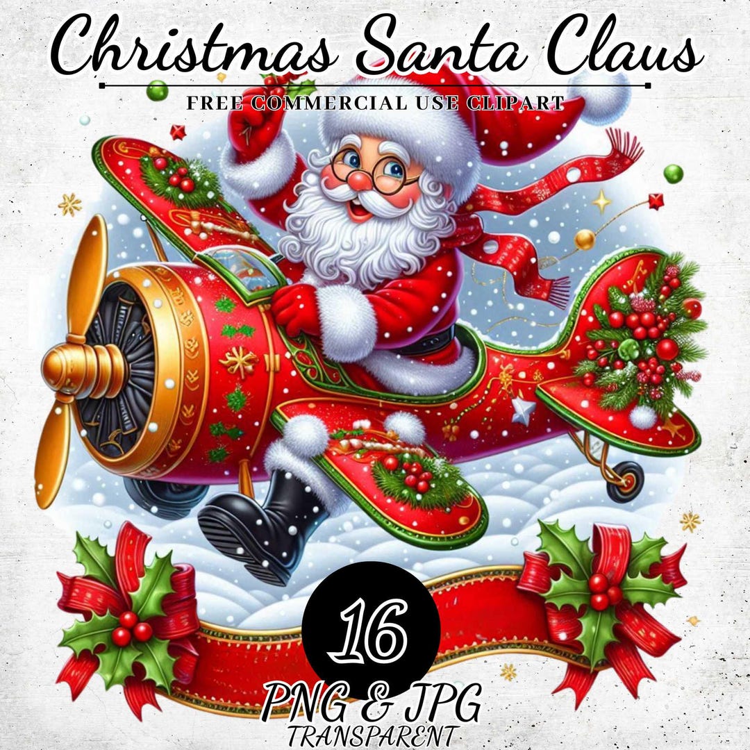 Cute Santa Claus Clipart Bundle, Christmas Clipart Digital Download ...