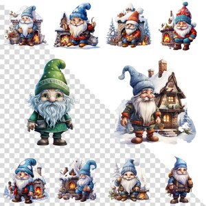 Watercolor Winter Gnome SVG Clipart, Winter Clipart Bundle, Garden ...