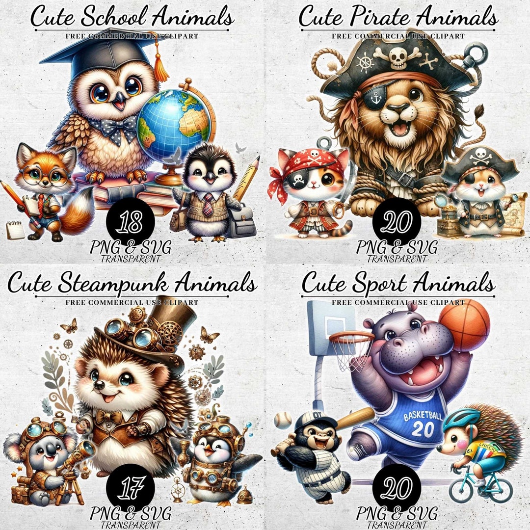 Cute Safari Baby Animal Clipart Bundle, Nursery Woodland Animal Clipart ...