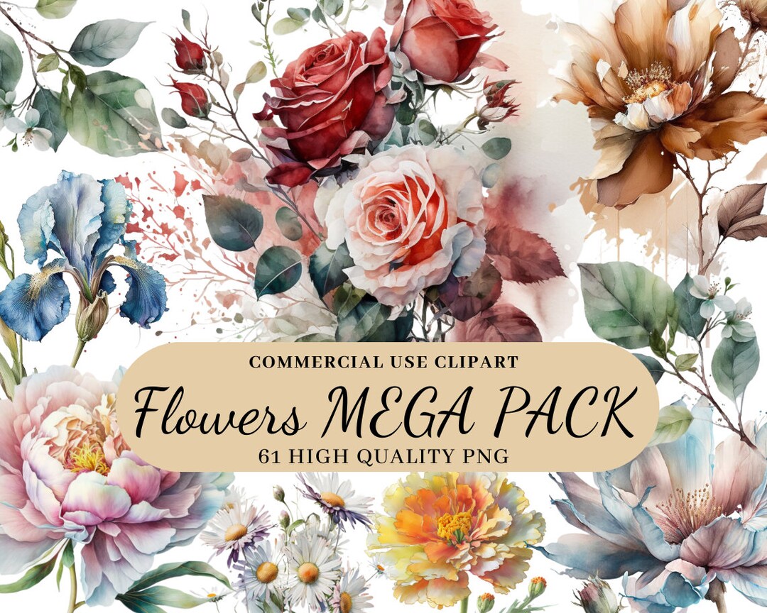 61 PNG Watercolor Floral Clipart Wedding Clipart Red and - Etsy