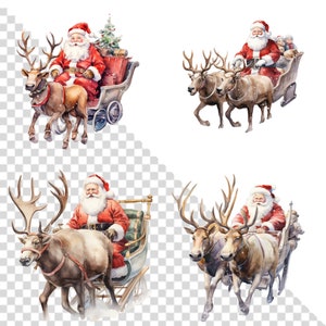Watercolor Christmas Santa Claus Clipart, Winter Clipart, Santa Clause ...