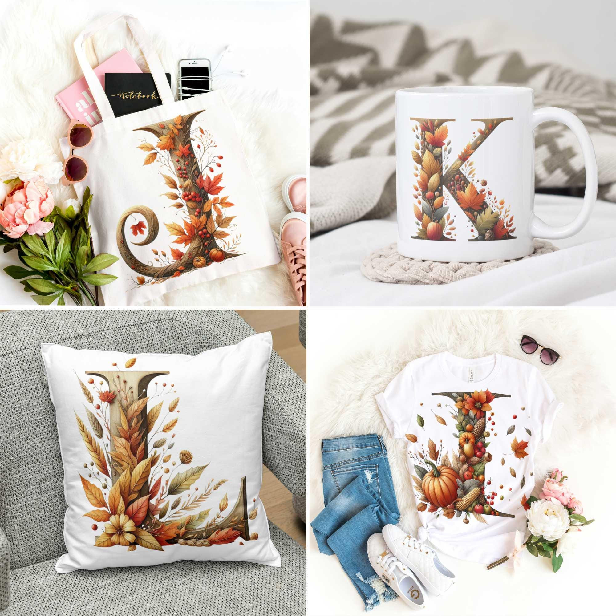 Autumn Letter Clipart, Fall Alphabet Prints, Cozy Sublimation Letters ...